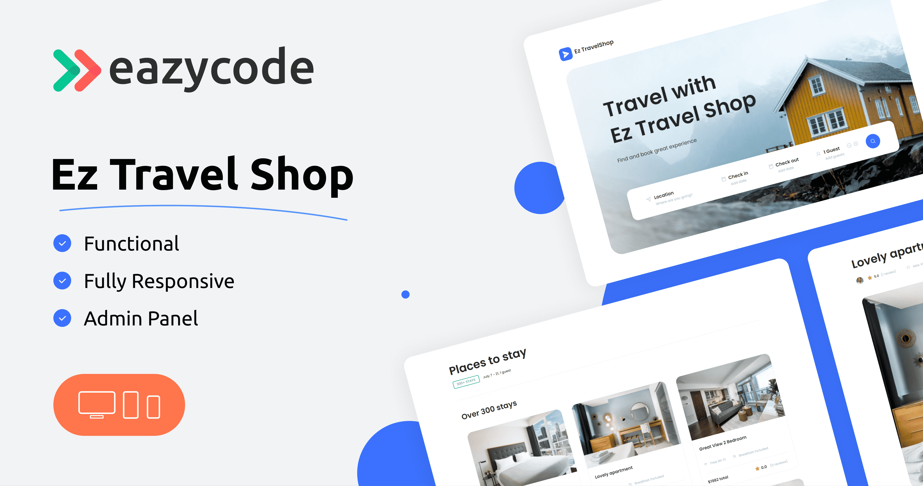 Ez Travel Shop template - NoCode Bubble.io Template by EazyCode - NoCode Agency